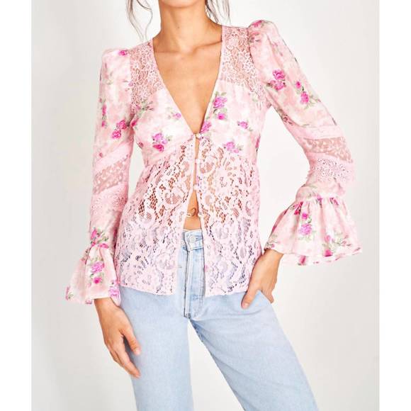 LoveShackFancy | Tops | New Loveshackfancy Priema Top In Pink Ivy ...